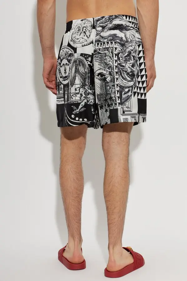 Versace Silk Shorts With A Pattern - Black