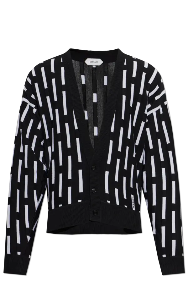 Versace Wool Cardigan With Embroidered Logo