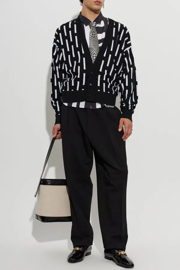Versace Wool Cardigan With Embroidered Logo