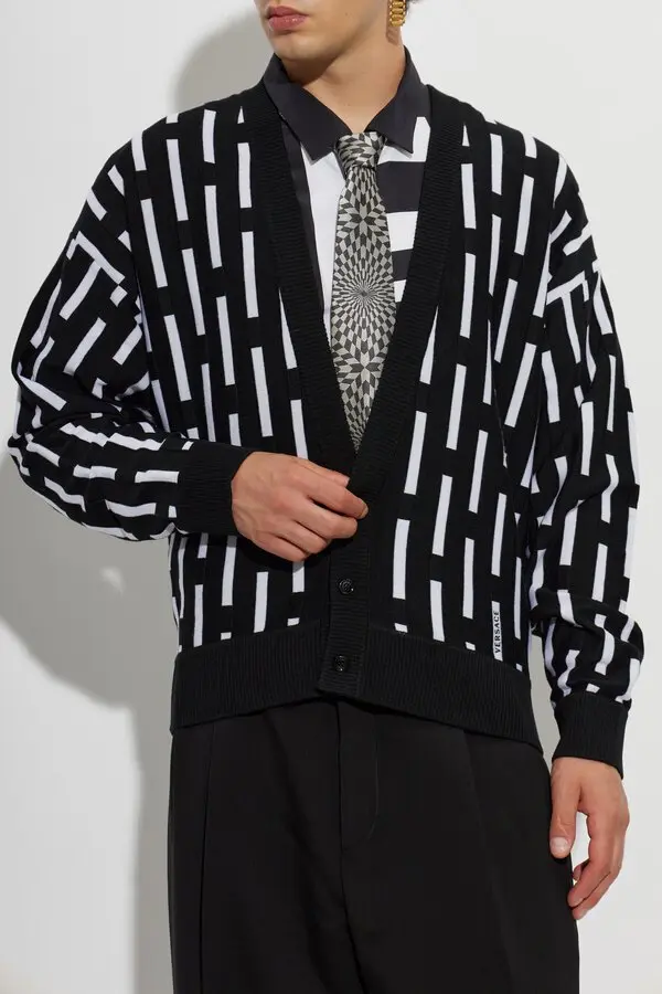 Versace Wool Cardigan With Embroidered Logo