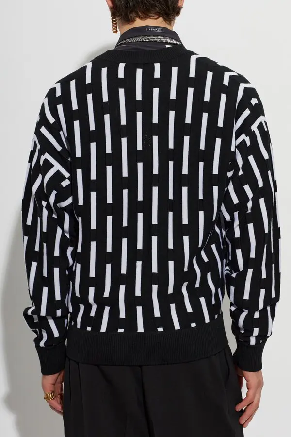Versace Wool Cardigan With Embroidered Logo