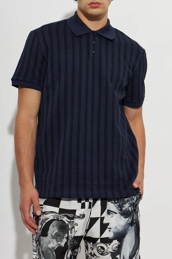 Versace Cotton Polo Shirt With Monogram