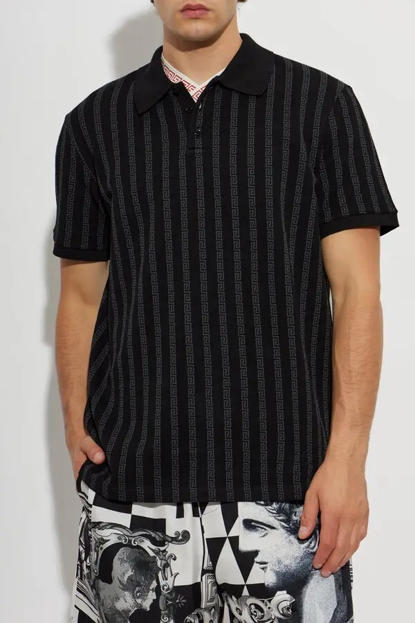 Versace Cotton Polo Shirt With Monogram