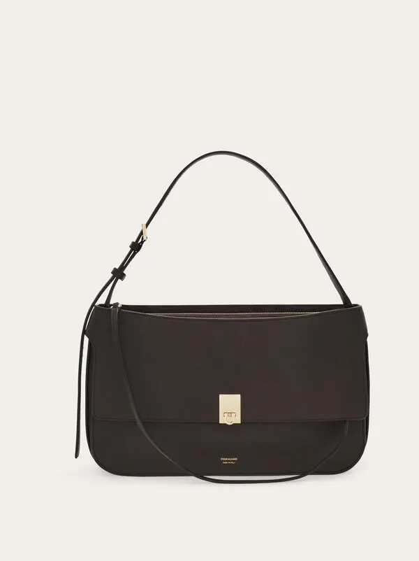 FERRAGAMO Cara Bag With Gold Tone Buckle - Brown