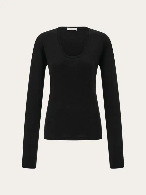 FERRAGAMO Lightweight Wool Top - Black