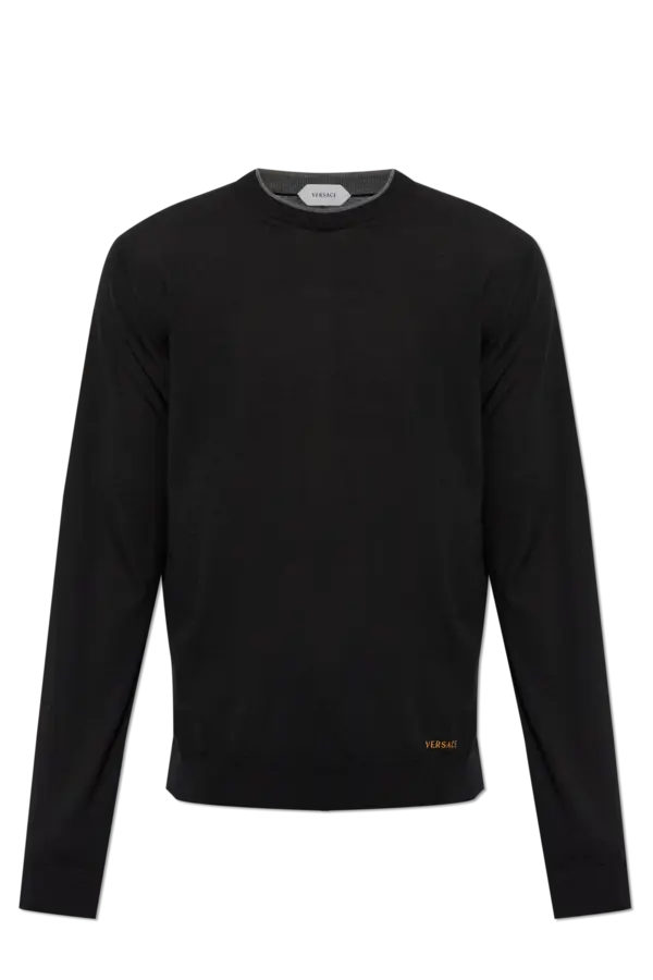 Versace Wool Sweater With Embroidered Logo