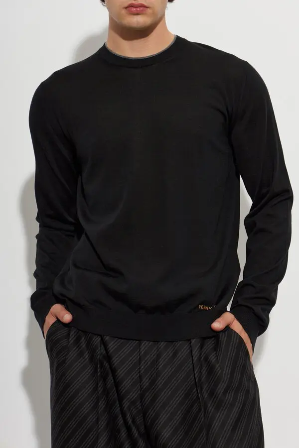 Versace Wool Sweater With Embroidered Logo