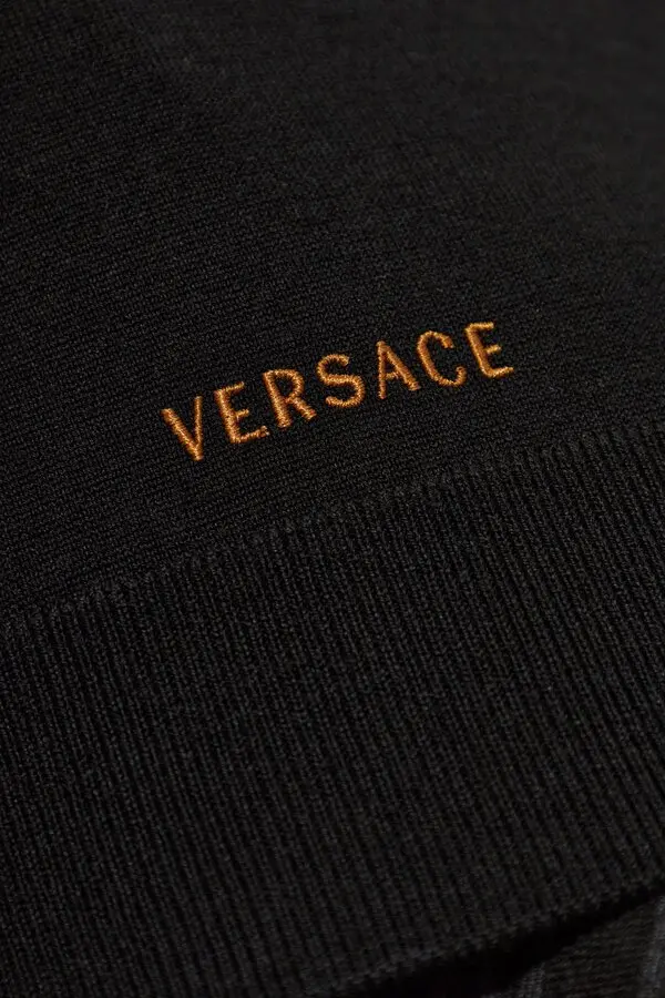 Versace Wool Sweater With Embroidered Logo
