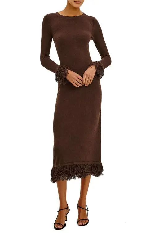 Rails Alejandra Fringe Long Sleeve Midi Dress