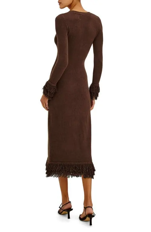 Rails Alejandra Fringe Long Sleeve Midi Dress