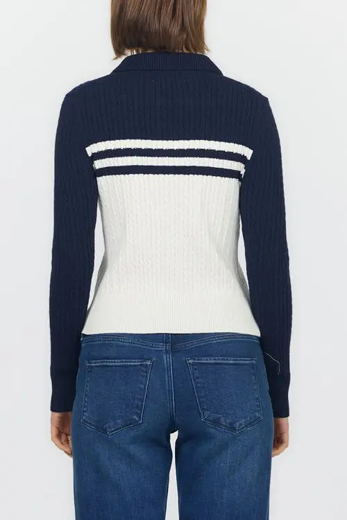 DEAR JOHN Nola Long Sleeve Zip Up Fitted Sweater
