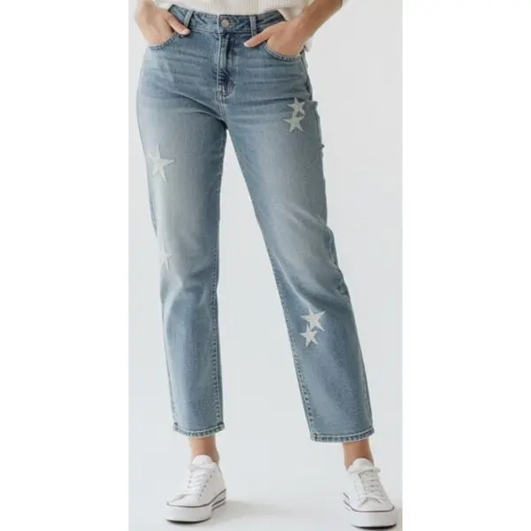 DEAR JOHN Taylor Mid Rise Straight Leg Jeans - Starboard