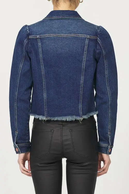 DEAR JOHN Roselyn Crop Raw Hem Trucker Jacket