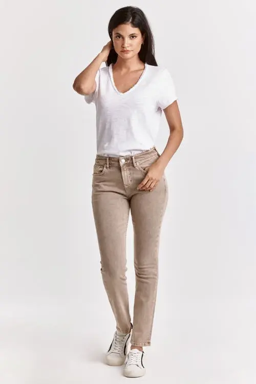 DEAR JOHN Vanya V-neck Slub Knit T-shirt