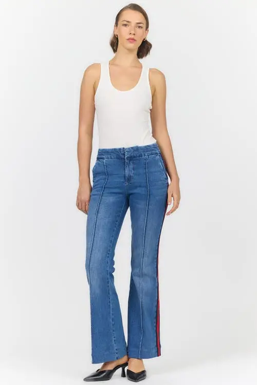 DEAR JOHN Florence Mid Rise Side Stripe Bootcut Jeans