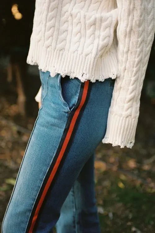 DEAR JOHN Florence Mid Rise Side Stripe Bootcut Jeans