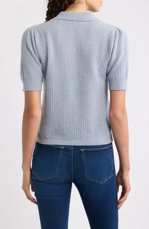 FRAME Honeycomb Knit Polo Sweater