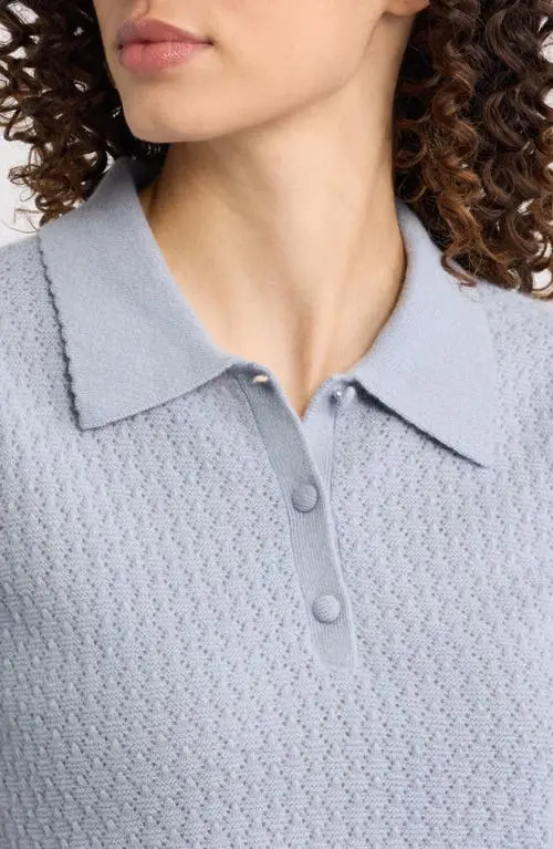 FRAME Honeycomb Knit Polo Sweater