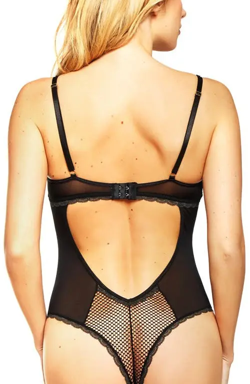 ICOLLECTION Underwire Metallic Floral Embroidered Teddy