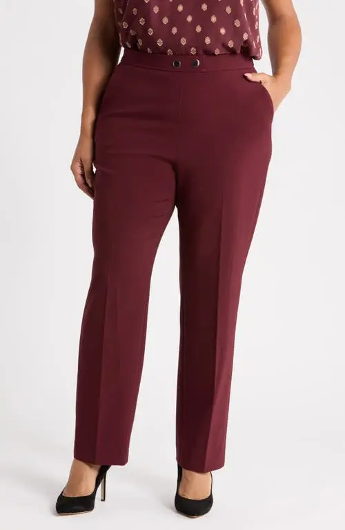 Anne Klein Extended Tab Straight Leg Pants - Barolo