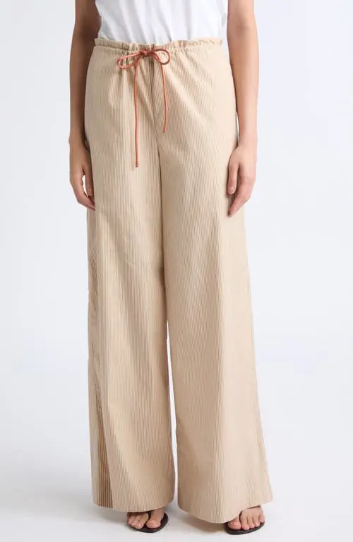 KALLMEYER Wesley Wide Leg Cotton Drawstring Pants - Apricot