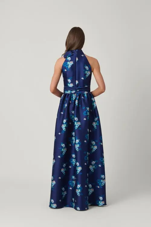 Shoshanna Grand St Floral Mikado May Gown - Navy Multi