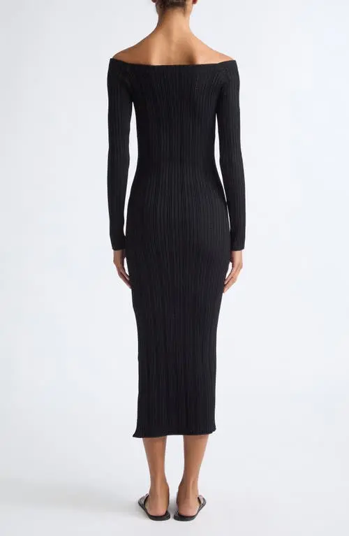 Helmut Lang Open Rib Long Sleeve Midi Dress