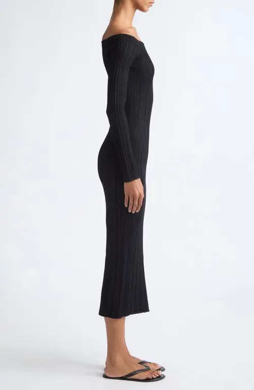 Helmut Lang Open Rib Long Sleeve Midi Dress