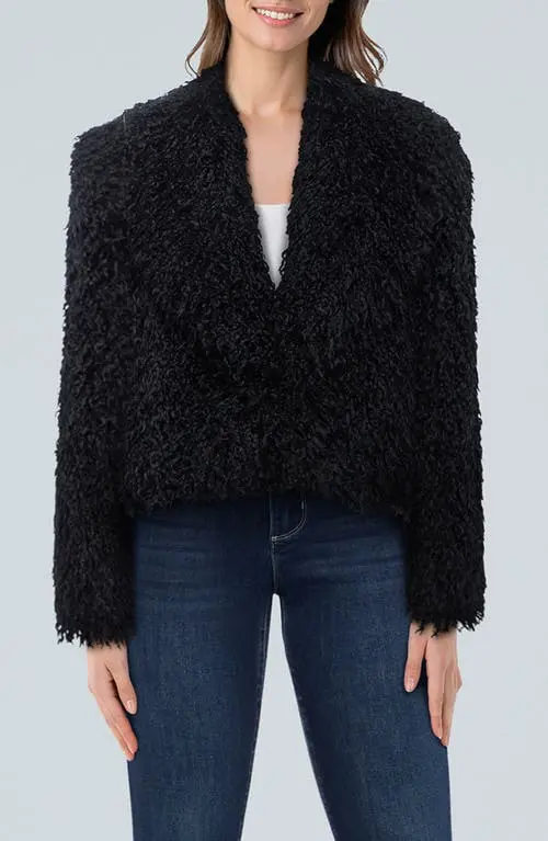 L'Agence Aura Cropped Faux Fur Coat - Black