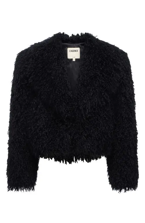 L'Agence Aura Cropped Faux Fur Coat