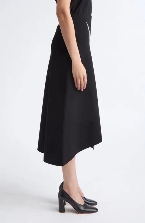 ASHLYN Felix Asymmetric Ruffle Trim Skirt - Black