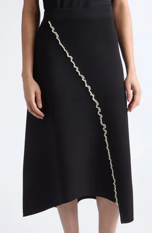 ASHLYN Felix Asymmetric Ruffle Trim Skirt - Black