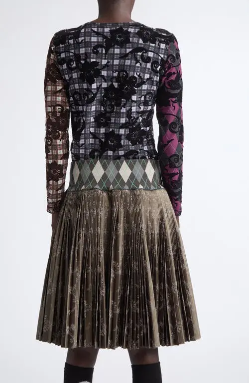 CHOPOVA LOWENA Duchess Flocked Mesh Top - Black Multi
