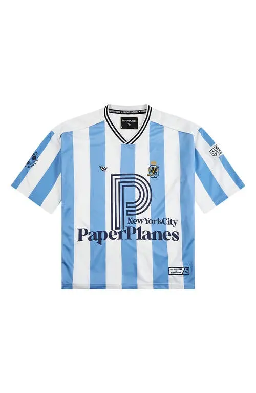 PAPER PLANES Striped Football Jersey