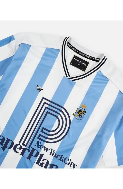PAPER PLANES Striped V-neck Football Jersey