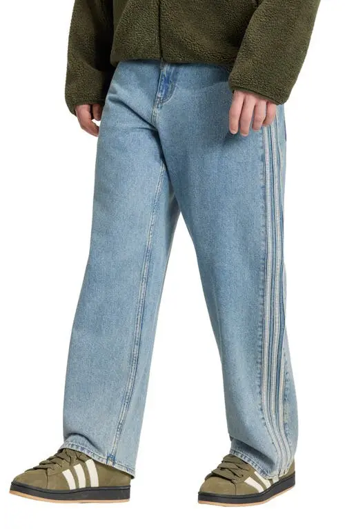 Adidas Firebird Wide Leg Jeans - Worn Blue Denim