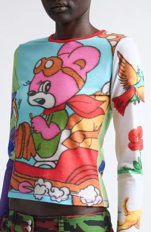CHOPOVA LOWENA Graphic Jersey Long Sleeve Top - Red Multi