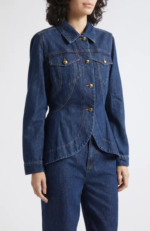 Marella Cotton Peplum Denim Jacket