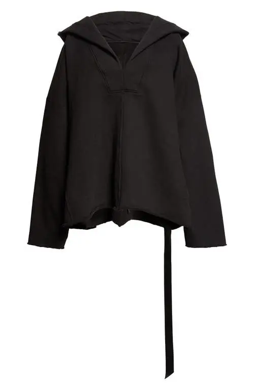 Rick Owens Tower Cotton Jersey Hoodie - Black
