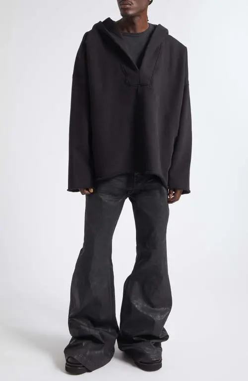 Rick Owens Tower Cotton Jersey Hoodie - Black