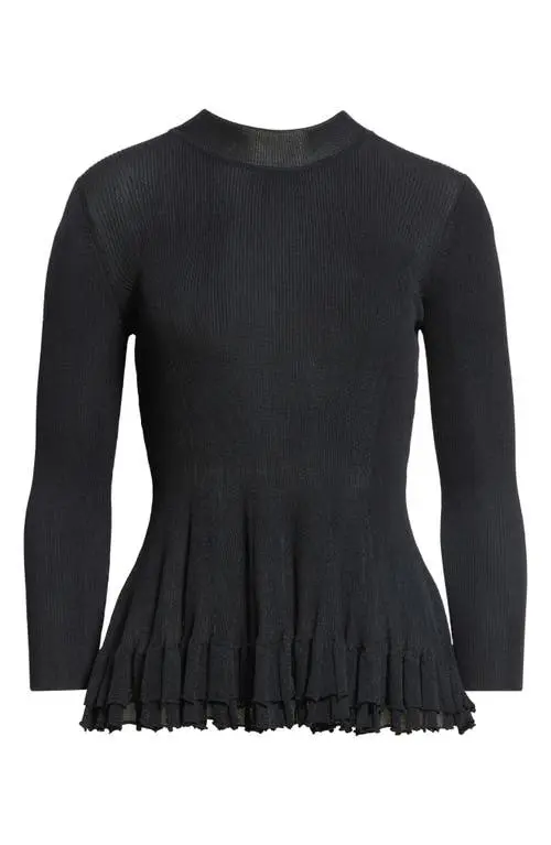 ASHLYN Garrett Peplum Ruffle Hem Mock Neck Top