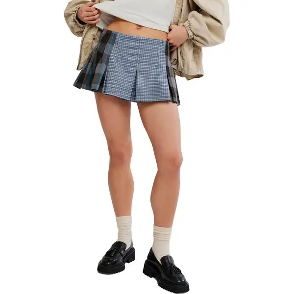 Free People Sherry Pleated Miniskirt - Army Combo