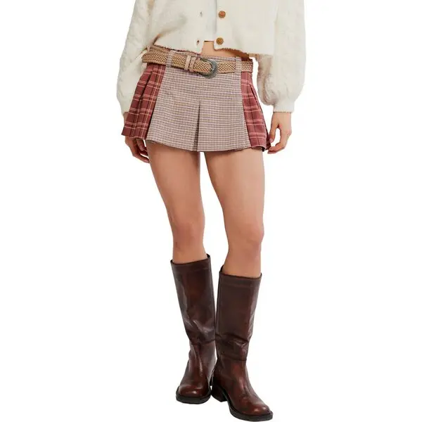 Free People Sherry Pleated Miniskirt - Rose Combo