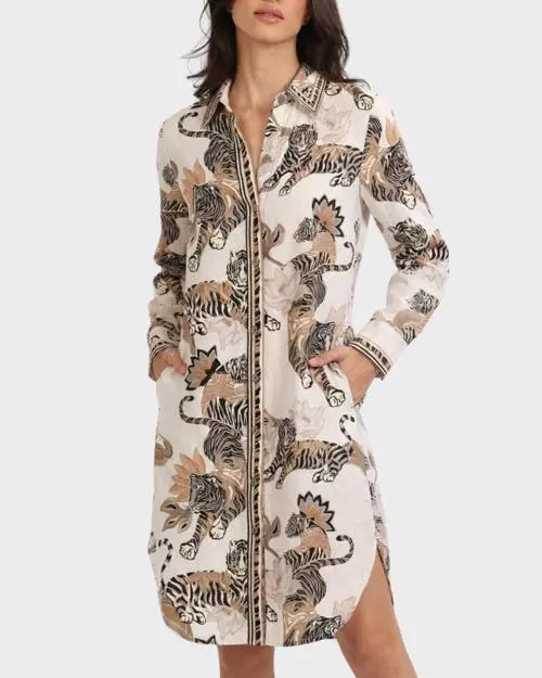 Las Surenas Tunic Lotus Tiger - White