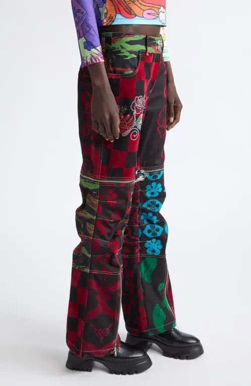 CHOPOVA LOWENA Bevo Patchwork Jeans With Zippered Accents
