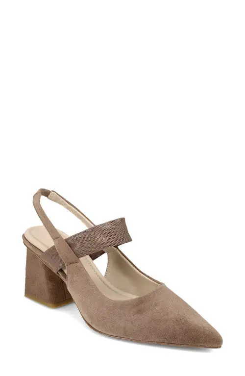 Pelle Moda Imelde Slingback Pointed Toe Mary Jane Pump - Taupe