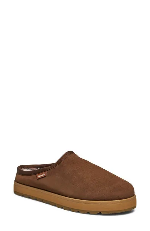Sanuk Yoga Cloud Lounger Leather Slipper - Dark Brown