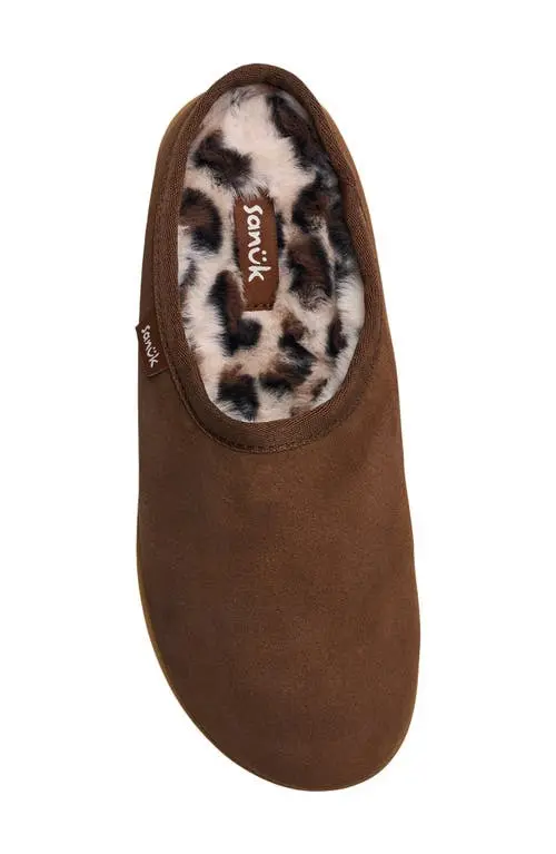 Sanuk Yoga Cloud Lounger Leather Slipper - Dark Brown