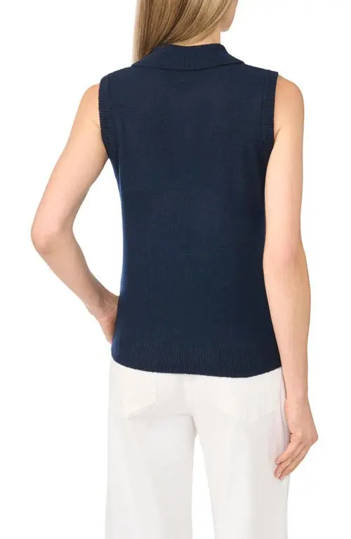 CECE DUPRAZ Polo Sweater Vest With Collar - Not So Navy