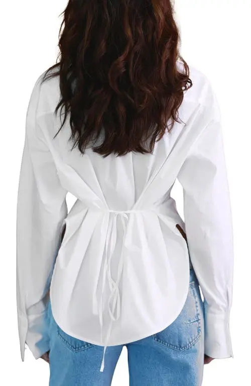 BAYSE Tilda Pleated Cotton Blend Shirt - White